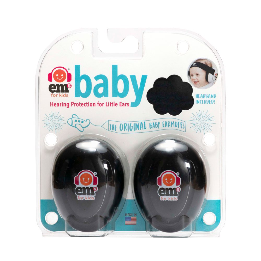 Baby Ear Defenders - Black with Coral - Ems for Kids Ear Defenders