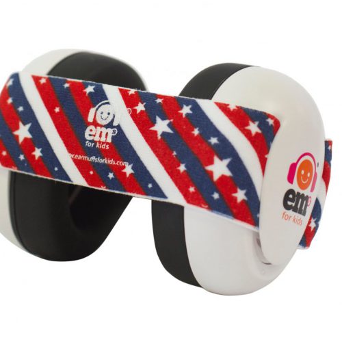 Baby Ear Defenders: White with Stars Stripes: Ems for Kids Ear Defenders