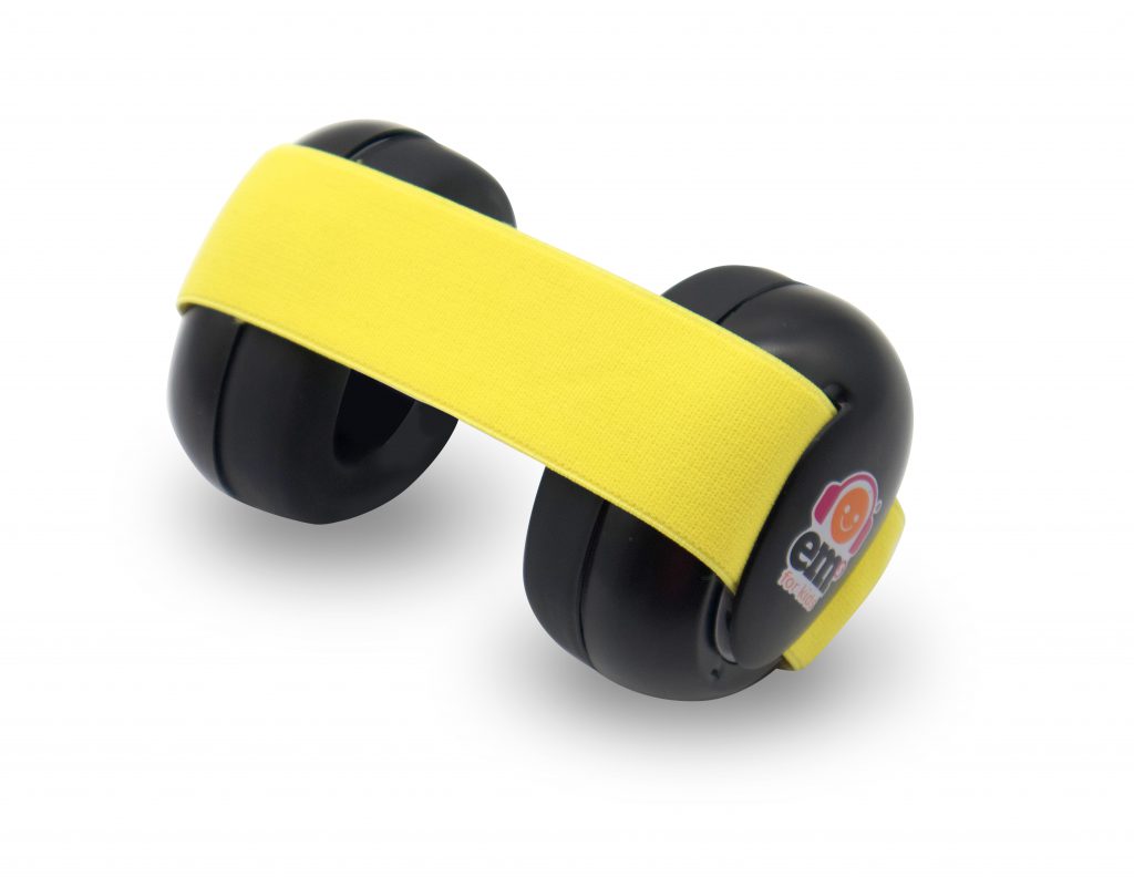 Baby Ear Defenders - White with Yellow - Ems for Kids Ear Defenders